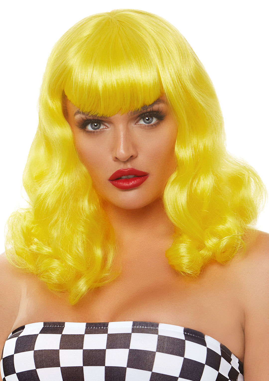 16" Retro bang curly bob wig. - A2860 – The Sultry Vixen