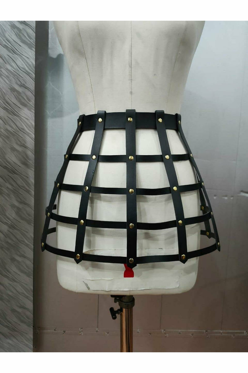 Daisy Corsets Faux Leather Cage Skirt W/ Gold Hardware – The Sultry Vixen