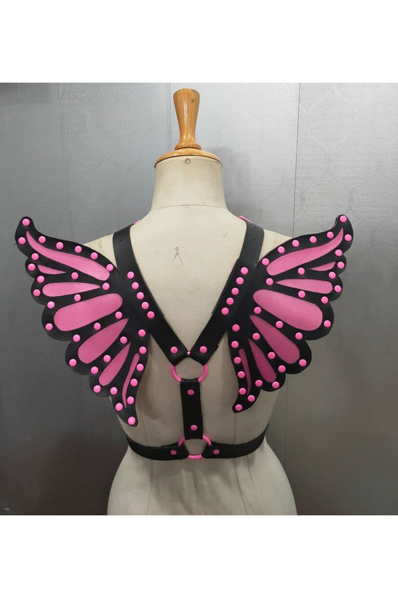 Daisy Corsets Faux Leather Pink Butterfly Wing Harness – The Sultry Vixen