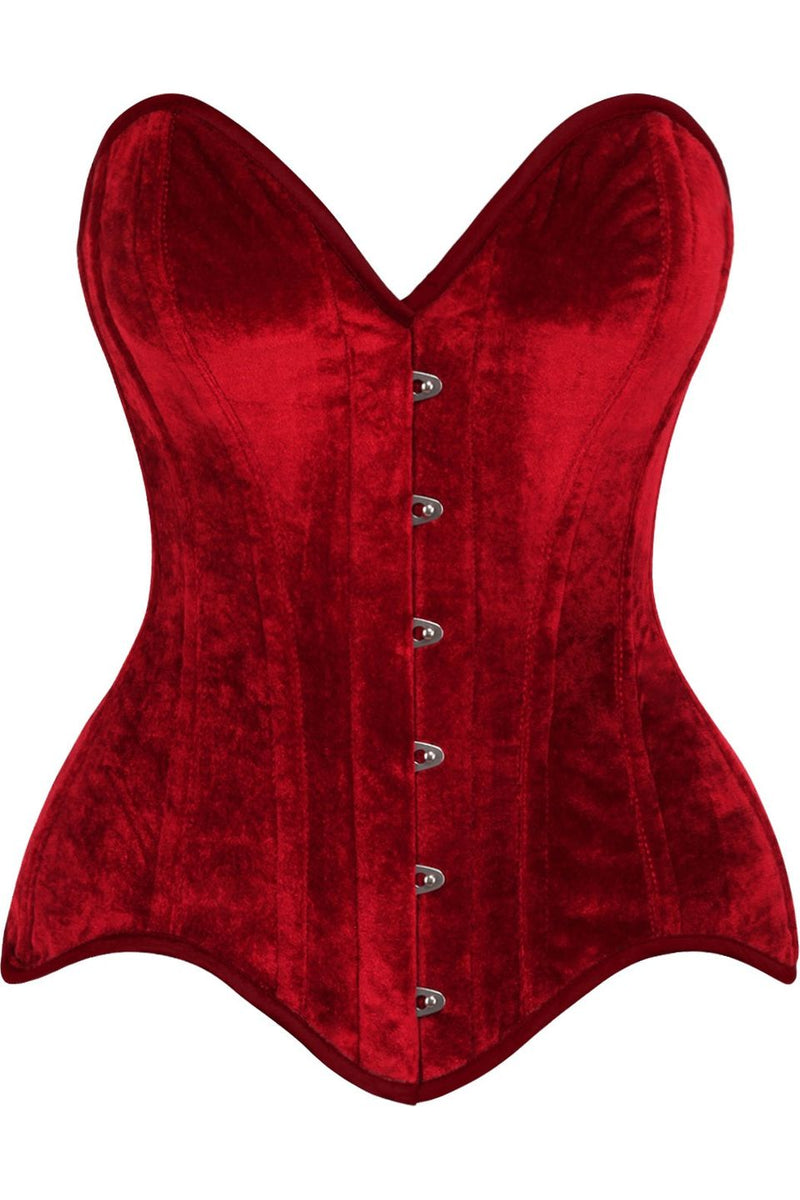 Daisy Corsets Top Drawer Dark Red Velvet Steel Boned Overbust Corset ...